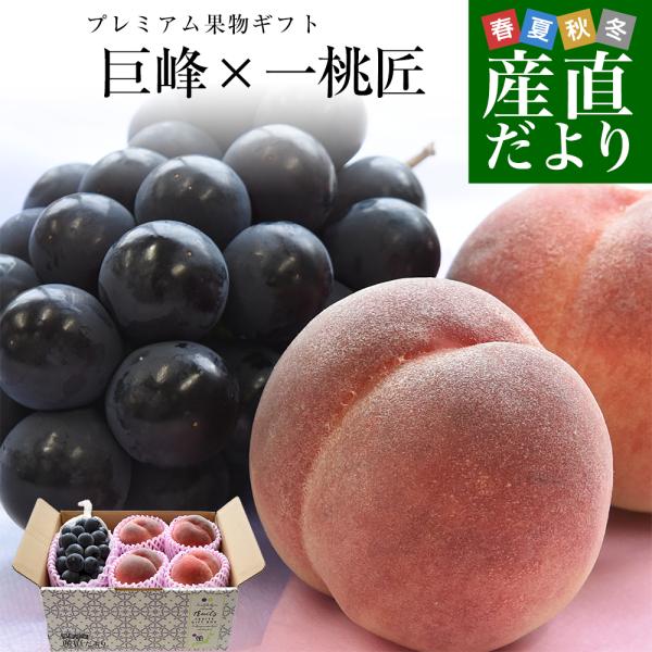 東京都大田市場より発送いたします。商品名：巨峰＆一桃匠原産地：桃：山梨県産/ぶどう：福岡県産内容量：巨峰1房(約500g)＆一桃匠4玉(約1.2キロ)贅沢なフルーツセットをお届けします！ハウス栽培の巨峰は、ツヤのある1粒１粒に、芳醇な香りと...