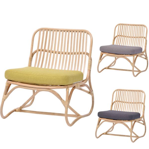 ラタンを使用したCALMシリーズのダイニングチェア。座面高は38cmのロータイプで、低めのダイニングにおすすめ。ラタンならではのしなやかで丈夫なしっかりとしたつくり。本体は自然の明るい色合いで、セットのクッションは３色展開。丸みを帯びた柔ら...