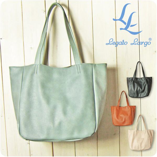 ・質感のよいムラシワ加工のスモーキーフェイクレザーを使用したレガートラルゴ【Legato Largo】のミニトートバッグです。開口部にはマグネット付き、内側にオープンポケットが４つとファスナーポケットが１つ付いています。持ち手は幅が2センチ...