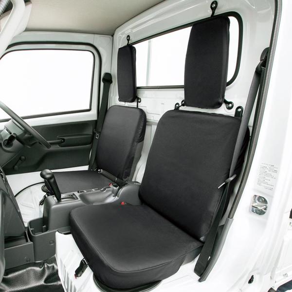 【Water Proof Seatcover/ウォータープルーフ シートカバー】●デカ枕対応品◇軽トラック専用シートカバー◇ドライビングシート◇フロント2枚◇ブラック[BK]強度と防水効果のある便利な2枚セットシートカバー！◇大垣産業　BO...