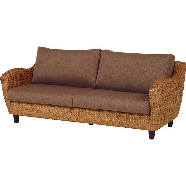 ■ソファー ブラウン 厚み ボリューム感 ウォーターヒヤシンス素材 魅力的 お洒落 ナチュラル リビング アジアン風 癒し■  ■  ■本体サイズ(cm)、(約)幅174×奥行77×高さ73×座面高38cm■商品仕様、■座面：ウェービングベ...