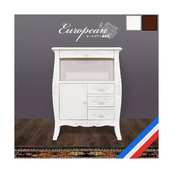 ■開梱設置 ■ファックス台 ヨーロピアン 電話台 アンティーク家具 猫脚 ホワイト 姫家具 箪笥 たんす タンス 引き出し リビングボード 幅60cm アンティーク風 白天板は特殊仕上げで高級感があります。手彫り、引出し内のフェルト加工など...