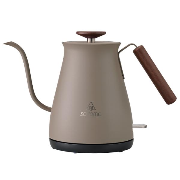 グレイッシュカラーと木目柄がお洒落な電気カフェケトル。ハンドルとフタは温もりある木目柄と落ち着きあるグレイッシュカラーで、お洒落なテーブルを演出します。おしゃれなだけでなく、細口の注ぎ口とハンドルの角度にこだわり、ドリップ時に湯量調節がしや...