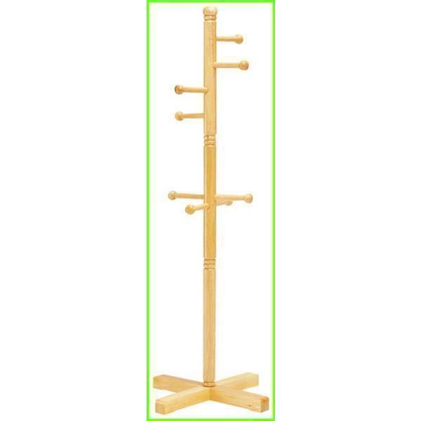 【仕様】■サイズ：約幅500×奥行500×高さ1370mm■カラー：ブラウン・ナチュラル■仕様：[本体]天然木(ラバーウッド φ43mm)、塗装■耐荷重：[全体]16kg [フック(1個)]2kg■組立区分：お客様組立品■キーワード：ポール...