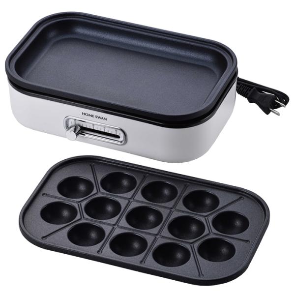 平プレートとたこ焼きプレートが付属した1〜2人用にちょうどいい小さなホットプレート。温度調節付きで調理から保温まで可能。およそA4サイズで場所を取らずに調理できるので、調理しながら熱々を食べられます。プレートはフッ素樹脂加工でお手入れ簡単。...