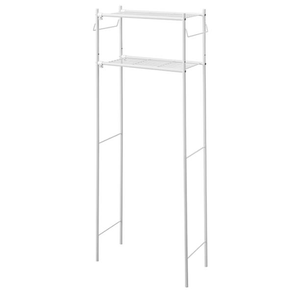 つやなしマット仕上げ。スタイリッシュでおしゃれなランドリーラックです。洗濯機の上のデッドスペースを有効活用します。サイドに掛けられるタオル掛け２個付。下段の棚は2段階で高さ調節可能です！▼ 製品サイズ(約)[本体]幅58〜80×奥行28.5...