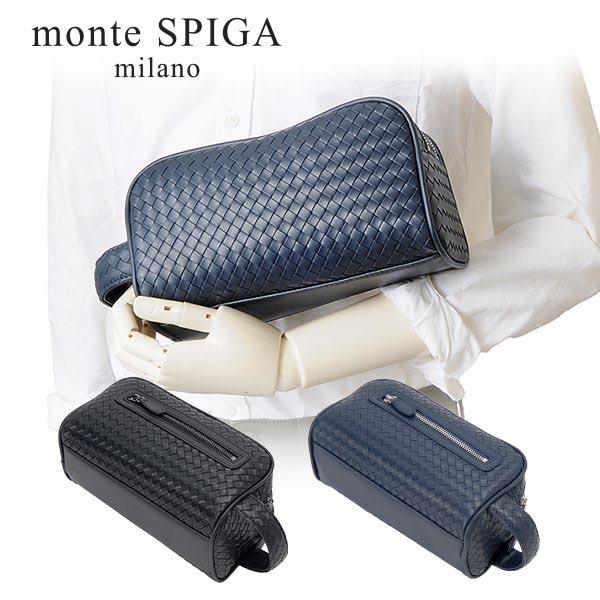 メッシュのエンボス加工のメンズＷファスナーセカンドバッグ「人は皆心地よさを求める」??モンテスピガの哲学のもと、厳選された素材、確かな工程、そして熟練職人の技が織りなす高品質なクラッチバッグです。欧州の有名ブランドを手掛けた経験を活かしたモ...