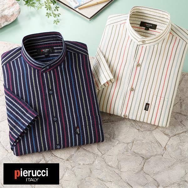 pierucci（ピエルッチ） 彩香 サッカー生地ストライプ柄7分袖シャツ 2