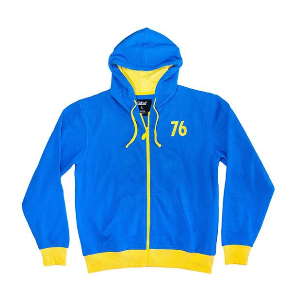 Fallout Vault 76 オフィシャルパーカーIGN STOREオリジナルのフォールアウト"Vault 77"パーカー。象徴的なブルーとイエローの配色とフロントとバッグに「77」がデザインされています。関連キーワード：パーカー フ―...