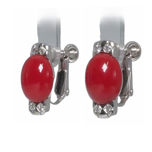 商品番号：24110009ブランド名：ノーブランド商品名：珊瑚 合計0.22ct 天然ダイア イヤリング型番：-サイズ：(W)約8.0×(H)約15.0×(D)約14.0mm珊瑚部分:(W)約8.0×(H)約10.0mm刻印：Pt900. ...