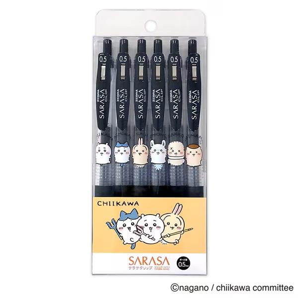 大人気！ちいかわのサラサクリップ新登場！さらさら書きやすいサラサクリップのちいかわデザインの登場です。「ちいかわ」「ハチワレ」「うさぎ」「モモンガ」「ラッコ」「くりまんじゅう」キャラクターたちのイラストが描かれたSARASAボールペンの6本...