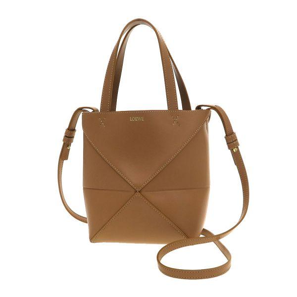 パズルフォルドトートミニ 　程度:A　サイズ:W:16.5×H:20×D:9.5　色:茶　※素材:シャイニーカーフ※カテゴリー:ロエベ/ショルダーバッグ :MnMgSi