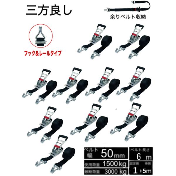 ▼検索キーワードラッシングベルト レール＆フック　Rフック　Iフック　ラチェット式 トラック用 ラチェット タイダウンベルト 荷締ベルト ベルト荷締め機 バンド ベルト フック ロープ 固定 タイ 荷物 荷物固定 車載 荷台 引越し 業務用...