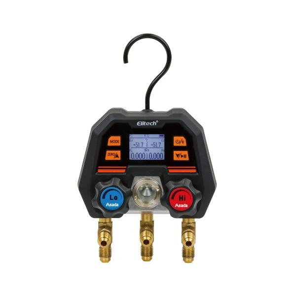 ■アサダ製品■アサダ　デジタル　Mini　マニホールド■MS-100 (AE100)■デジタル表示ゲージ■アプリ連携にて　スマホ・タブレットで状況確認出来ます■１４０種類の冷媒に使用可能■圧力範囲　-0.1 〜 5.5Mpa■使用温度　-1...