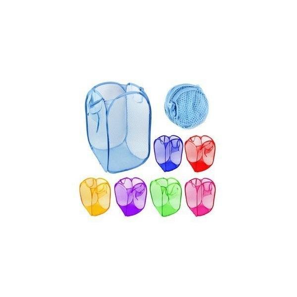 簡単にたためるメッシュカゴです。 邪魔にならず様々な収納用にとても便利です。カラーはピンク ブルー グリーン 紫 からいずれか3色です。 開いた時の大きさは通常約30×30×55cm（最大で37×37cm位まで広がります） たたんだ時の大き...