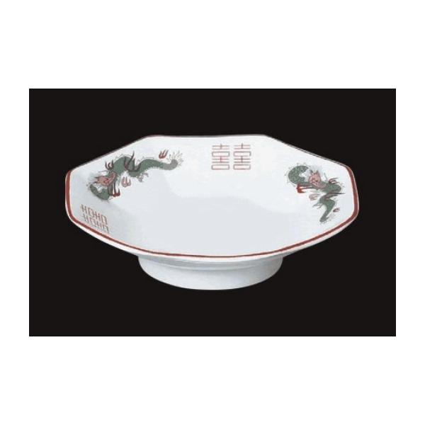 アルミナ磁器　三つ竜八角中華皿 10枚セット　厨房機器　調理機器　762960262　Φ185*H45(mm)