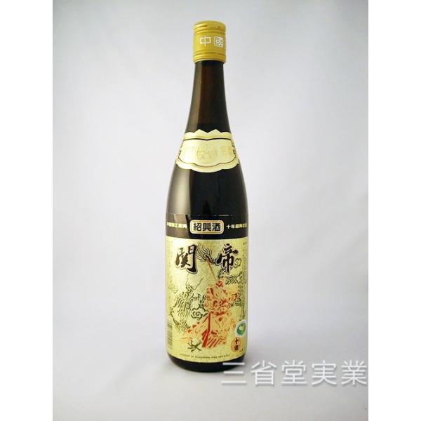送料無料（本州限定）・代引不可 関帝陳年10年花彫酒 金ラベル 17度　600ml×12本