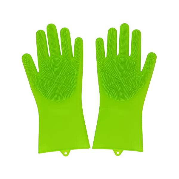 ブラシ手袋・グリーン  手袋・・Color:グリーンStyle:ブラシ手袋・園芸道具や野菜等に付いた土や泥汚れ落としに・材質:シリコーンゴム(耐熱温度:210℃/耐冷温度:-40℃)・サイズ:160×338×20mm(片手)・重量:約92g...