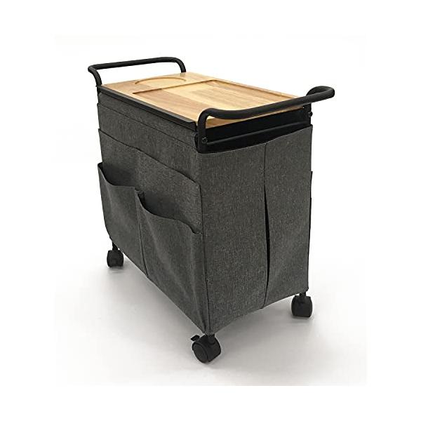 ・グレー サイズ：約W41 D21.1 H38.5 GUTE-SIW-GY・・Color:グレー・サイズ：約W41 D21.1 H38.5・リビングインテリアに＋αの収納機能で身の回りをより快適に。・ワゴンの天板は天然木をトレー状に加工。ス...