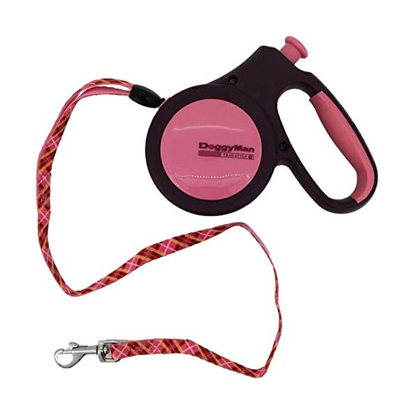 ・ピンク&amp;ブラック M 4976555926248・・Size:MColor:ピンク&amp;ブラック・丸ヒモ5mの伸縮リール式散歩用リード・Mサイズ:体重20kg以下の中型犬用・《ドギーウォーカー》シリーズ・大きめのボタンを「押し...