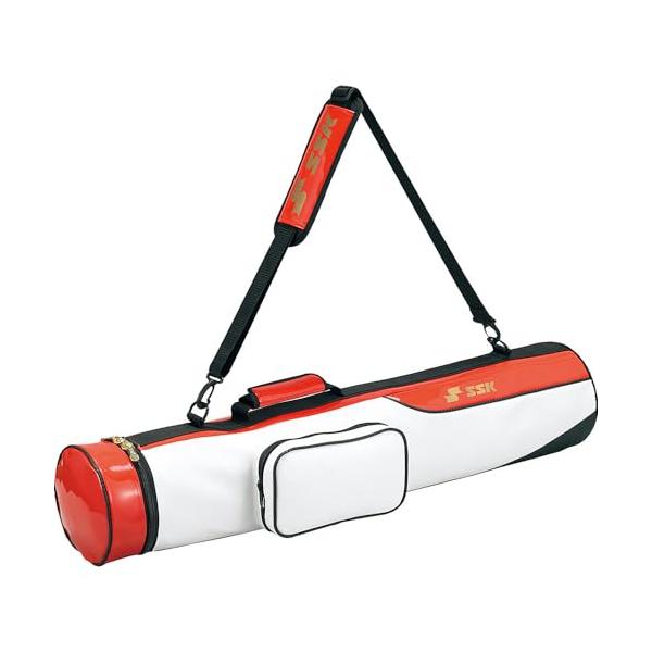 バットケースホワイト×レッド (1020)/Free Size/BH5001・Color:ホワイト×レッド (1020)・パッケージ個数:1・【素材】合成皮革（PVC）×合成皮革（PVCエナメル加工）　【サイズ】本体：長さ95×径18cm