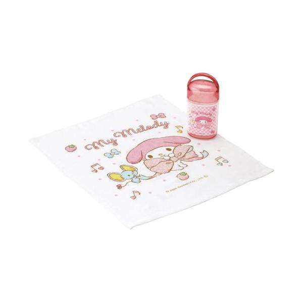 キャラクターマイメロディ/-/OA5AG・Color:マイメロディPatternName:セット・パッケージ個数:1・サイズ：横5.8×縦4.4×高12.5、おしぼり：横28×縦32cm・材質：ケース：AS樹脂、おしぼり：綿100％、使用抗...