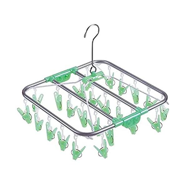 グリーン/縦32×横34×高さ29cm（24ピンチ）/84543・Size:縦32×横34×高さ29cm（24ピンチ）PatternName:24ピンチ・パッケージ個数:1・サイズ:40×17×6.5cm・素材・材質:アルミ・原産国:中国・...