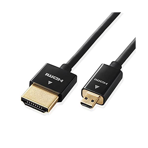 micro HDMI (スリム)・ブラック 1.0m DH-HD14SSU10BK・・Size:1.0mStyle:micro HDMI (スリム)・ケーブル直径約3.2mmで取り回しがしやすく、すっきり配線できる、スーパースリムタイプのイ...