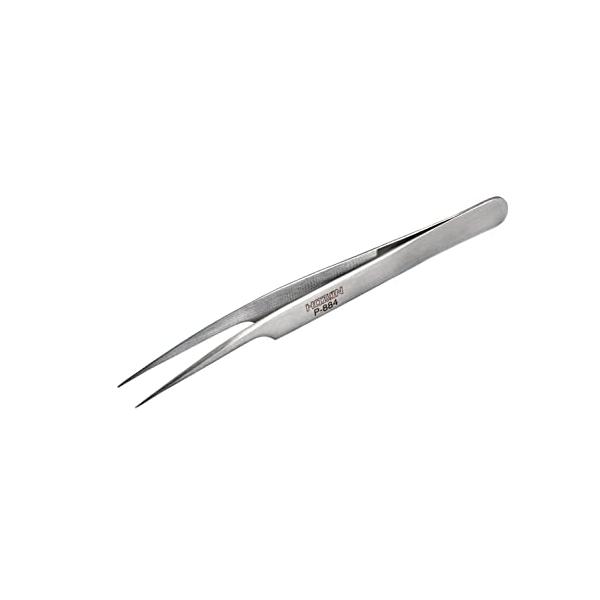 先細カーブ・シルバー 1個 (x 1) P-884・・Style:先細カーブ・品質と価格のバランスのとれたコストパフォーマンスの高い汎用型ピンセット。細かな部品や小型パーツのピックアップに。・持ち手から先端までのリーチが長く、カーブした形状...
