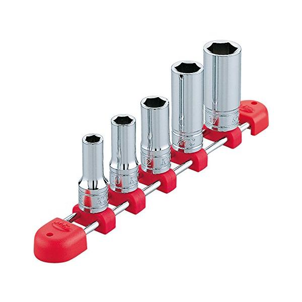 ・レッド 6角:8、10、12、14、17、差込角:9.5sq. TB3M05・品番：TB3M05・差込角：9.5sq.・組入点数：6・セミディープソケット（6角）：8、10、12、14、17・ソケットホルダー：5コ組