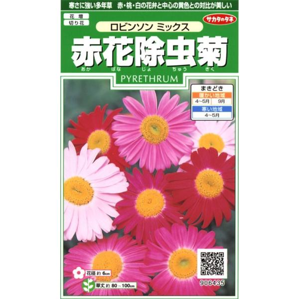 赤花除虫菊・赤 1ml 00906435・詰量:1ml・発芽率:65%・採苗本数:80・まきどき:春・秋