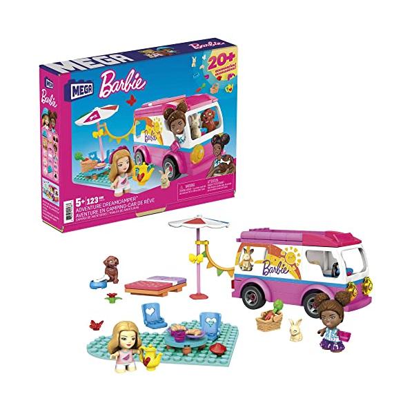 ・ピンク フリーサイズ GWR35・【内容】２つの小さなバービーと、ピンクのキャンピングカーの他、ペットやテーブル、椅子、クロワッサンなどのアクセサリー付のブロック123ピース。 キャンピングカーはなんとキャンプ場に変身組み立てた後もキャン...