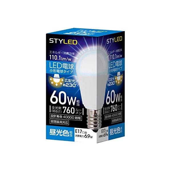 60W昼光色/1個/HA6T17DS1・Size:1個Style:60WColor:昼光色・パッケージ個数:1・全光束:760lm(小形電球60W相当)/消費電力:6.9W/消費効率110.1lm/W・光色:昼光色(6500K)・設計寿命：...