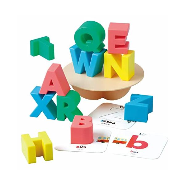 最新モデル・ ワンサイズ KEA-10・[セット内容]ブロック(大文字26種類) 大文字カード(26種類) 小文字カード(26種類) バランスゲーム台 解説書