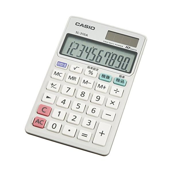 SL-310A-Nホワイト/70x118.5x8mm/SL310AN・パッケージ個数:1・製品型番:SL-310A-N・サイズ:70x118.5x8mm・税計算機能付き・特大表示・時間計算機能