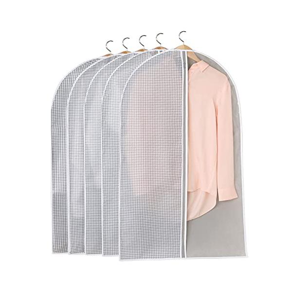 11.ホワイト×グレー 千鳥格子柄 センターファスナー 底閉じホワイト×グレー/ショートサイズ/730-23・Style:11.ホワイト×グレー 千鳥格子柄 センターファスナー 底閉じPatternName:A.ショートサイズ 5枚組・パッ...