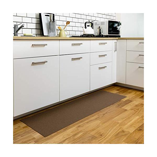 フラットタイプブラウン/45×150cm/KR-43・Color:ブラウンSize:45×150cmStyle:フラットタイプ・パッケージ個数:1・【ずれない吸着タイプ】システムキッチンに適している1枚で敷けるキッチンマット。掃除機をかけて...