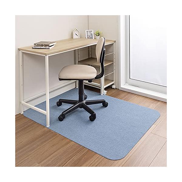 スクエア型メランジブルー/90×120cm/KX-58・Color:メランジブルーSize:90×120cmPatternName:フローリング用・パッケージ個数:1・床に置くだけでズレない特殊加工【おくだけ吸着】・掃除機を掛けてもズレない...