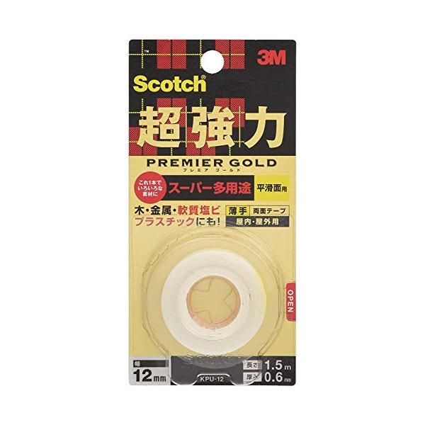 01. 薄手 幅12mm長さ1.5m・平滑面用薄手 a. 幅12ミリ長さ1.5メートル KPU-12・・Color:平滑面用薄手Size:a. 幅12ミリ長さ1.5メートルPatternName:単品・3Mスコッチ超強力両面テーププレミアゴ...