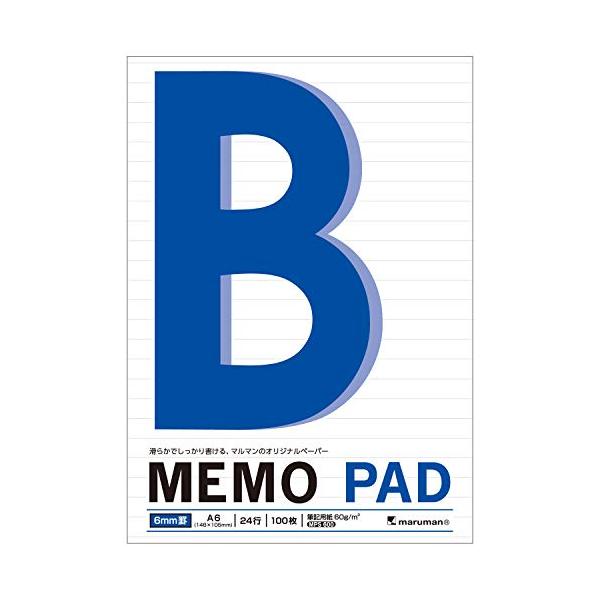 6mm罫ホワイト/-/P171A・Style:6mm罫・パッケージ個数:1・書きやすく、軽くて薄い用紙のメモパッド・【サイズ】A6 　W105×H148×D9mm・【罫線】6mm罫 24行・【用紙】マルマン筆記用紙60g/m2 【製本】天の...