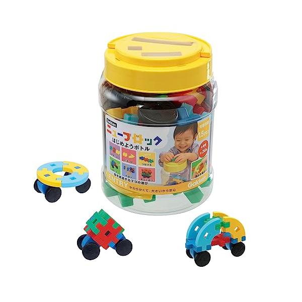 はじめようボトル・  83715・対象年齢:1.5歳以上・セット内容:ブロック6種20パーツ、取扱説明書・主な材料:ブロック:PE、ケース:PET、ボトルふた:PP、取扱説明書:紙・生産国:中国・遊び方無限のニューブロックは、お子さまの「創...
