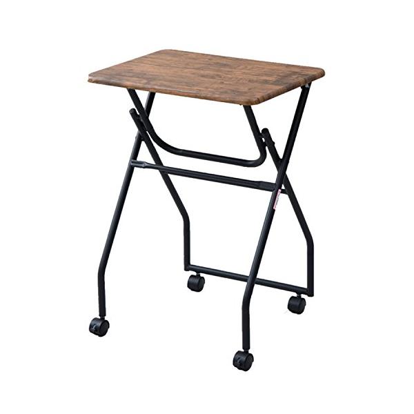 折りたたみミニテーブルアンティークブラウン/50×44×70.5cm/MST-5040(ABR/SBK)・Color:アンティークブラウン・パッケージ個数:1・完成品(組立不要)・本体サイズ:幅50×奥行44×高さ70.5cm・材質:脚部=...