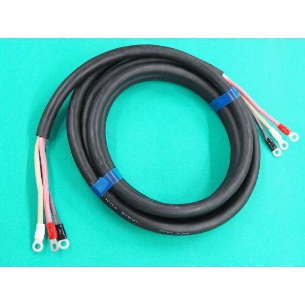 溶接機用の電源ケーブル　 3芯-14mm2　長さ3Mです。※ 他にご希望の長さがございましたらお問い合わせ下さいませ外径 22.0mm両端圧着ターミナル付き　(片方R14-8  片方R14-8)用途　アーク溶接機 　300-400A 程度 ...