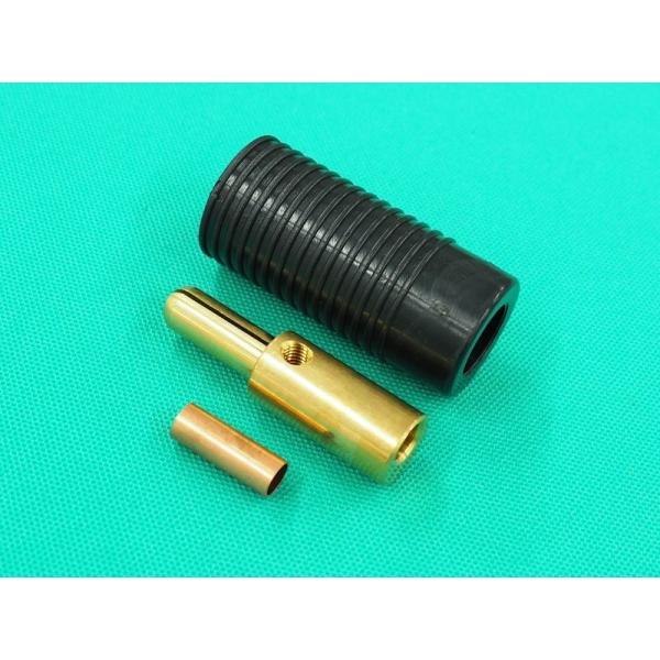 旧型のイクラ溶接機、トーヨーアーク溶接機用のケーブル接続オス金具　溶接機のメス側に差し込むだけです。オス金具先端のサイズは直径 10mm 長さ 26mm 黒い筒の直径　29mm　適合ケーブルWCT14  WCT22適合機種　　　イクラアーク...