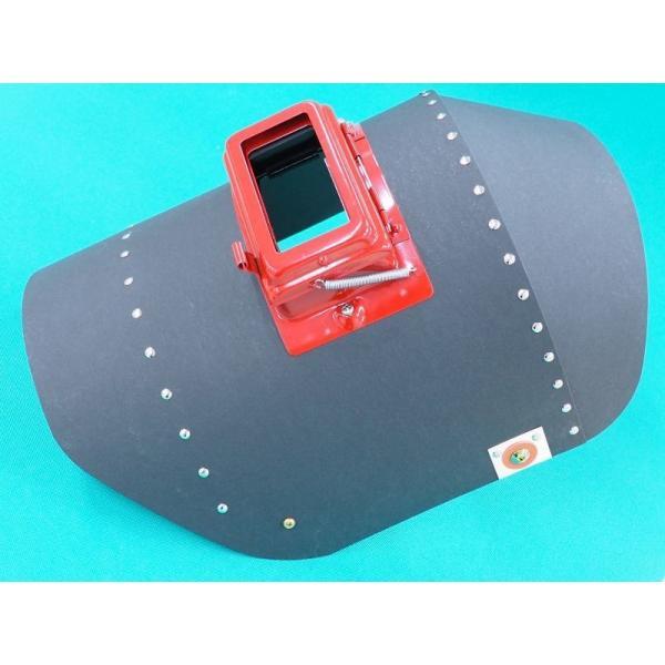 (株)星光製作所　被り面 リベッティング遮光面差込金具式のヘルメット用溶接面のみ品名：No.K005 金具付ヘルメットA型 黒サイズ：H34ｘW22ｘD14cm材質：本体/ファイバー重量：440ｇ窓は開閉式で　TIG溶接向透明ガラス　遮光ガ...