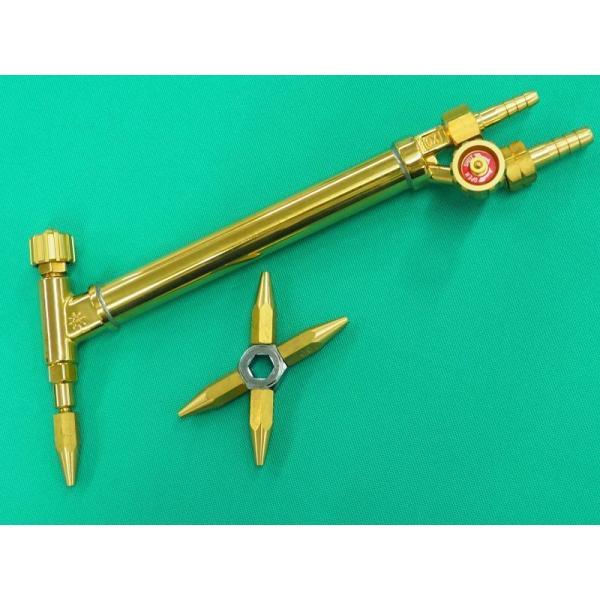 阪口製作所のピストル型小型溶接器　火口5個付　酸素・アセチレン用　火口番号 50,70,100,140,200　各1個溶接能力 0,5〜3mm　薄板各種ロー付けハンダ等の作業用全長 約27cm 　本体重量　約 480g