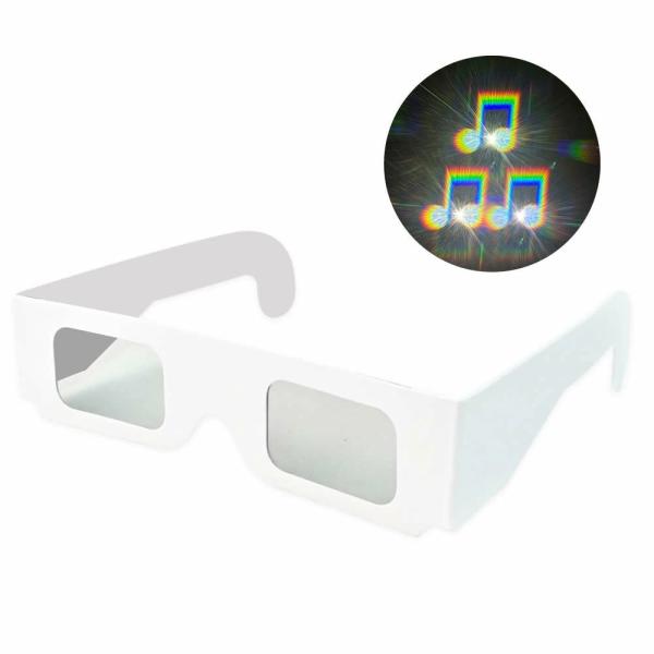 光の回折により様々な形に計算された模様をデータにして変換プログラムに入力。目的の縞模様を作り，フィルムに印刷されています。日常にある様々な光をホログラムメガネで見て楽しんでみては。夏の思い出のキラキラ写真を是非、レビューでご投稿くださいね☆...