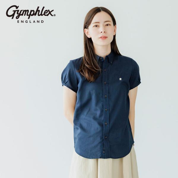 シャリ感が心地いい、ふんわり袖がかわいいシャツブラウス。■SPECブランド：Gymphlex ジムフレックス商品名：リネン 半袖　ボタンダウンシャツ (無地)　品番：GY-B0242LIP素材：リネン50% ポリエステル50%生産国：日本広...