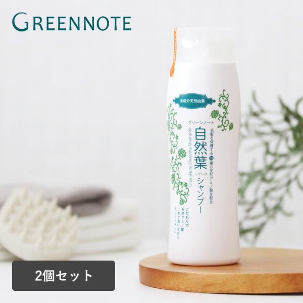 グリーンノート 自然派シャンプー 300ml　2個セットシリコンや石油系の合成成分に頼らず、頭皮と髪のことだけを一心に考えてシャンプーを作ったらどんなものが出来るんだろう。そんなシンプルな疑問から自然葉シャンプーは生まれました。ヘナを通して...
