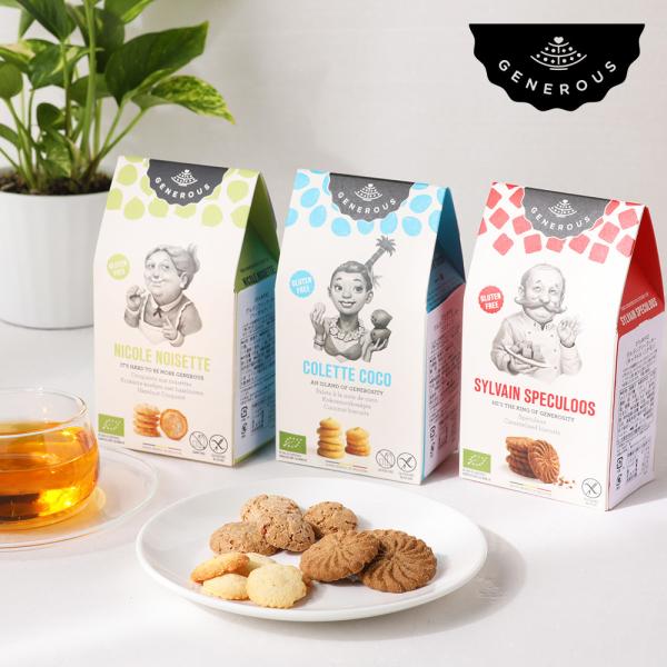 ■ご注意：小麦粉を使っていないため固まりにくく、配送中に割れや欠けが生じる場合があります。予めご了承の上お買い求めくださいませ。ベルギー・ブリュッセルで誕生した「Generous（ジェネラス）」のクッキー。グルテンフリーの様々な手作りオーガ...